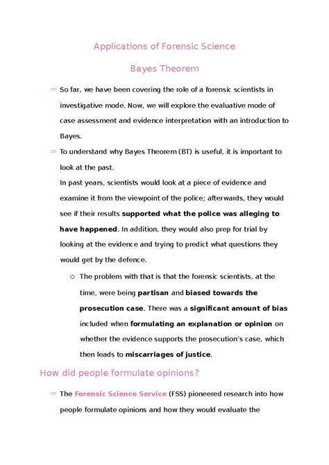 Afs 5 Bayes Theorem Applications Of Forensic Science Bayes Theorem So Far We Have Been