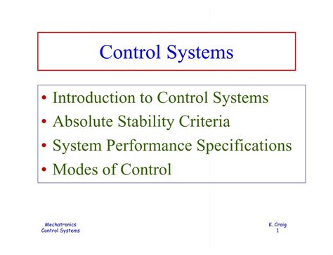 Control Systems Mechatronics