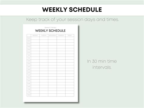 Slp Printable Planner Forms Speech Therapy Client Log Pdf A4 Weekly Schedule Template Us