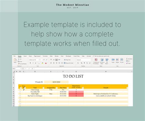 Excel To Do List Interactive Excel Template Etsy