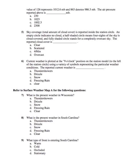 Solved Surface Weather Map Questions Reading A Weather Chegg