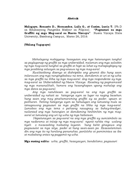 Abstrak Para Sa Isang Pananaliksik Pdf