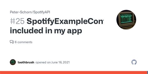 SpotifyExampleContent Included In My App Issue Peter Schorn SpotifyAPI GitHub