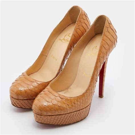 Christian Louboutin Light Brown Python Leather Bianca Platform Pumps Size 37 For Sale At 1stdibs