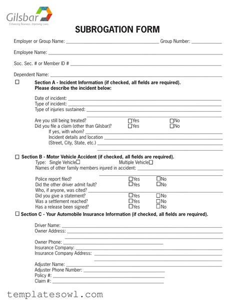 Download Subrogation Sample Form • Templatesowl