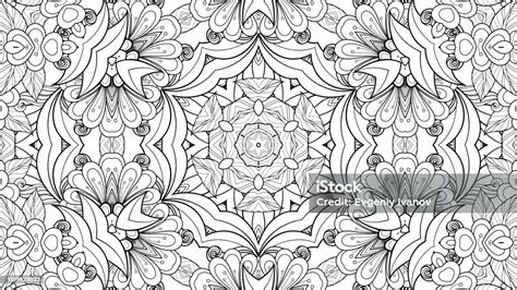 꽃과 잎을 색칠 하는 흑백 패턴 기하학적 아름다운 배경 종이 식물 색칠 공부 그리기에 대한 스톡 벡터 아트 및 기타 이미지 그리기 기하 도형 꽃 식물 Istock
