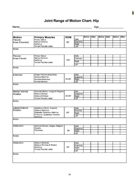 Joint Range Of Movement Chart Pdf