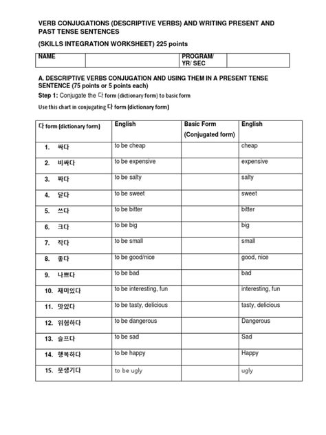 Free English Verb Conjugation Worksheet Download Free English Verb