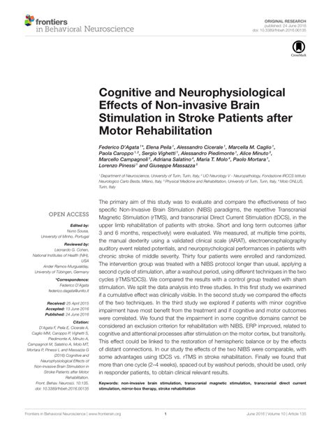 Pdf Cognitive And Neurophysiological Effects Of Non Invasive Brain