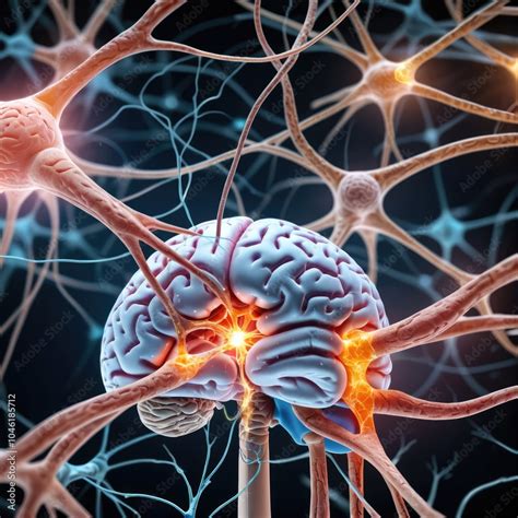 Visual representation of neural connections and brain activity among neurons during a vibrant ...