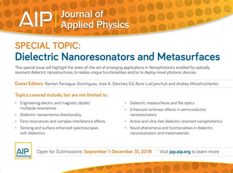 Special Topic Dielectric Nanoresonators And Metamaterials” Of The