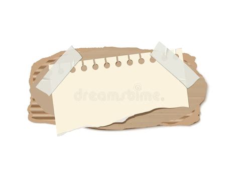 Pieces Of Torn Cardboard Notepad Sheet Attached With Sticky Tape Vector Ripped Paper Fragments