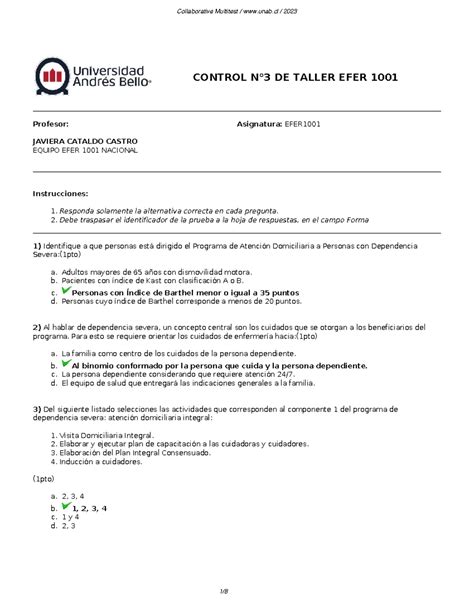 Cmt Efer 1001 Collaborative Multitest 2023 Atención Domiciliaria