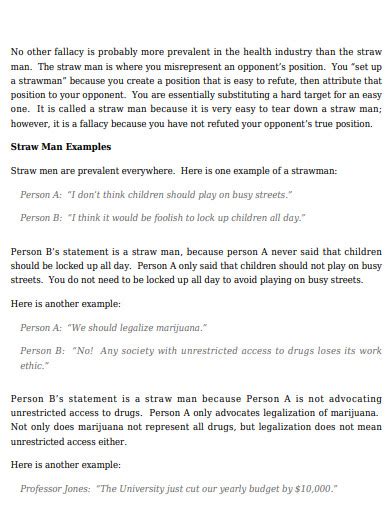 65 Straw Man Fallacy Examples