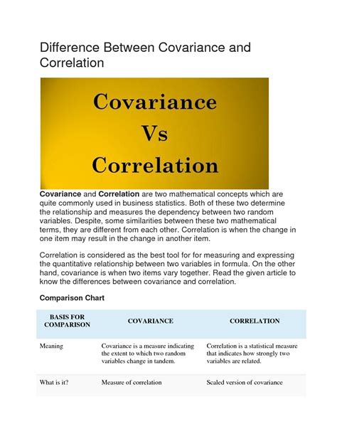 SOLUTION Difference Between Covariance And Correlation Converted Studypool
