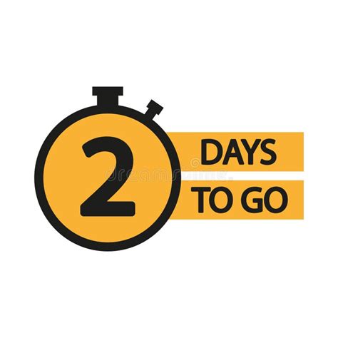 Countdown Timer Icon Number Two Focus Bold 2 Days To Go Text Yellow