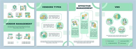 2d Vendor Management Green Brochure Template Leaflet Design With Thin Line Icons 4 Vector