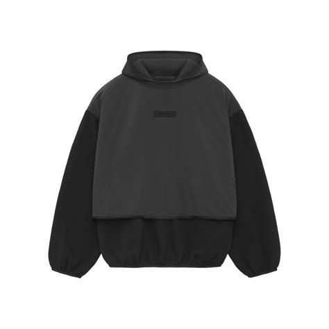 에센셜 나일론 플리스 후드 스웨트셔츠 블랙 블랙 24ss Essentials Kream