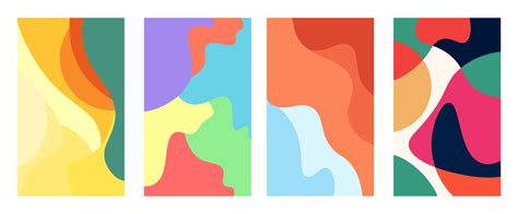 Beautiful Concept Set Of Summer Theme In Abstract Art Style Colorful Color Background Design
