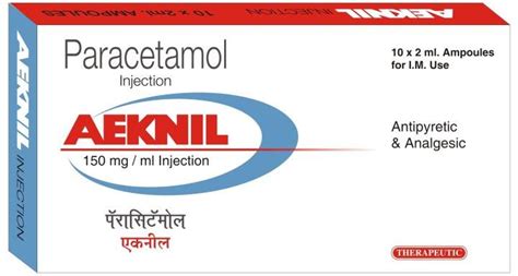 150 Mg Ml Paracetamol Injection For Clinical Hospital Purity 99 At Rs 7 5 In Mumbai
