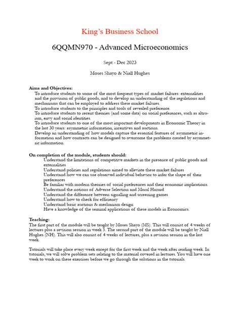 6qqmn970 Module Outline 2023 Pdf Market Economics Economics