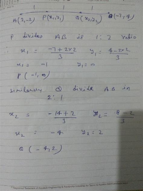11 let p and q be the points of trisection of the line