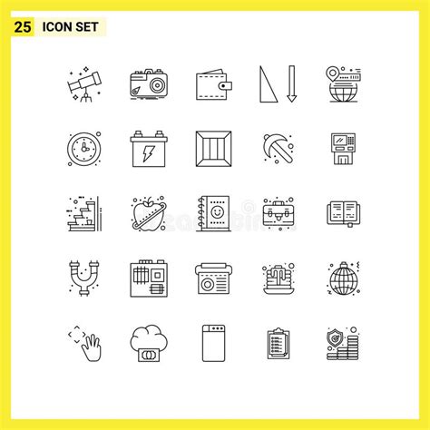 Group Of 25 Modern Lines Set For Pin Sorting Business Sort Wallet Stock Vector