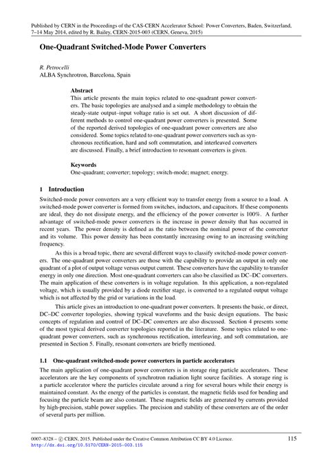 One Quadrant Switched Mode Power Converters Docslib