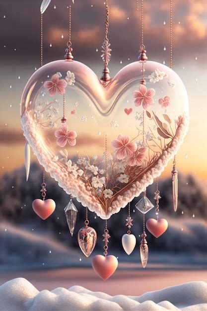 Premium Photo Heart Shaped Object Hanging From A String Generative Ai