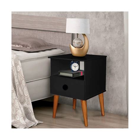 Mesa De Cabeceira Nicho Quarto Veneza 1 Gaveta Preto Romar Shopee Brasil