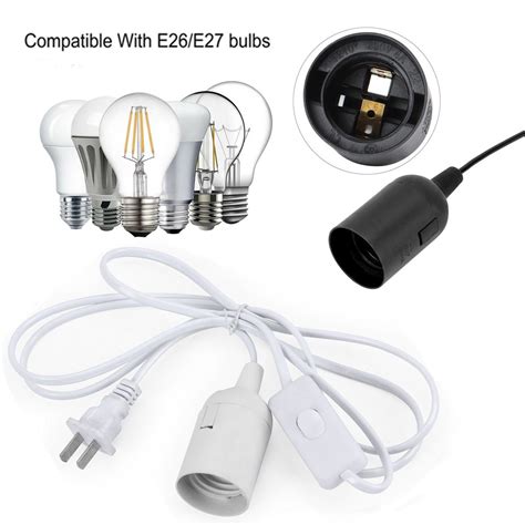Luxtrada Ft E E LED Light Socket Extension Cord With On Off Switch And US AC Power Plug