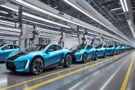 Futuristic Electric Vehicle Assembly Line Ai Generated Stock Illustration Illustration Of