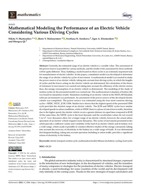 Mathematics 11 02586 V2 Pdf Electric Vehicle Plug In Hybrid