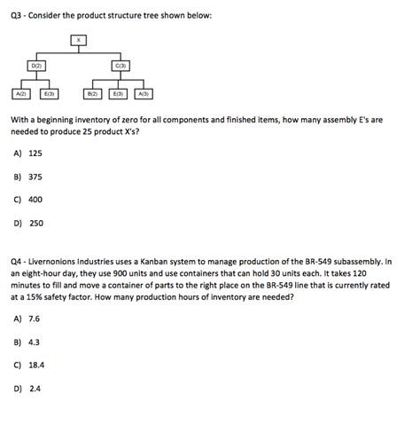 Solved 03 Consider The Product Structure Tree Shown Below