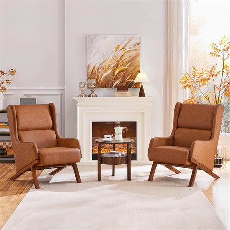 Yaheetech Accent Chairs Set Of 2 Living Room Chairs Faux