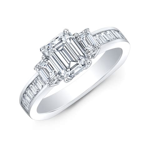 24ct Emerald Cut Natural Diamond 3 Stone Emerald Baguettes Diamond