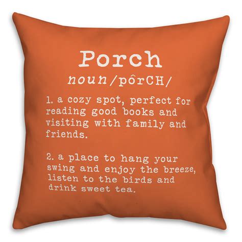 Creative Products Porch Definition Orange 16x16 Indoor Outdoor Pillow