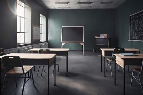 Empty Classroom Premium Ai Generated Image