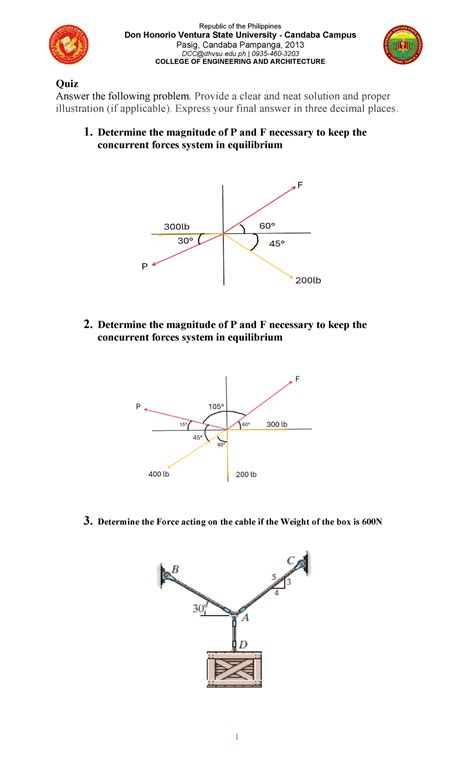 Statics Quiz 1 Finals None 1 Republic Of The Philippines Don Honorio Ventura State