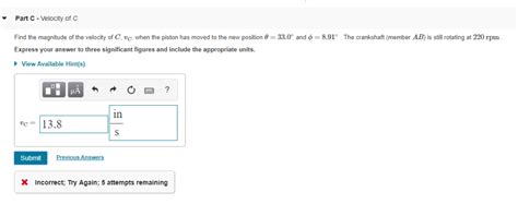 Part C Velocity Of C Find The Magnitude Of The Chegg