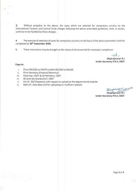 Guidelines For Compulsory Selection Of Returns For Complete Scrutiny