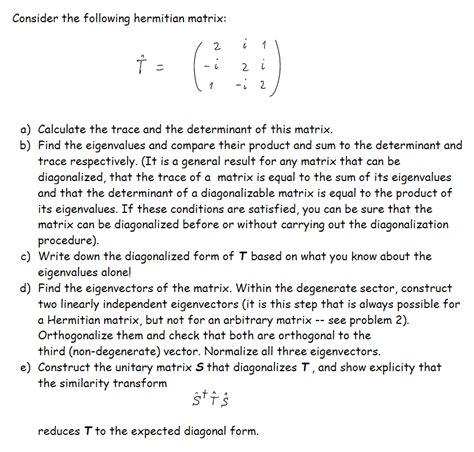 solved consider the following hermitian matrix a calculate