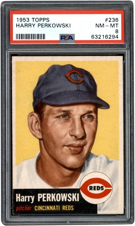 1953 Topps Baseball 236 Harry Perkowski Card Psa Nm Mt 8