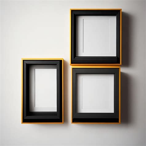 Premium Ai Image Three Photo Minimalist Empty Frames With Bicolor