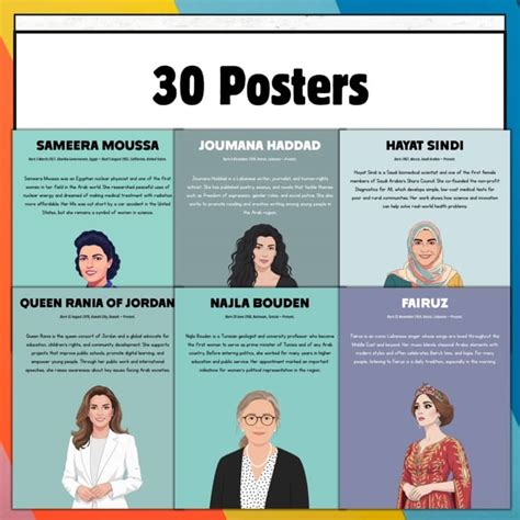Famous Arab Women Leaders And Trailblazers Biography Posters Middle