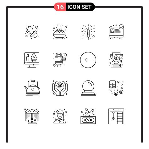 16 thematic vector outlines and editable symbols of computer editing