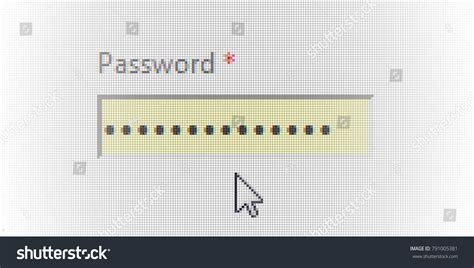 Close Arrow Cursor Password Authorization Form Stock Vector Royalty
