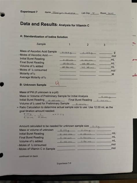 Solved Experiment 7 Name Lab Day Room Data And Results