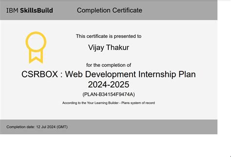 Vijay Thakur On Linkedin Webdevelopment Internship Csrbox