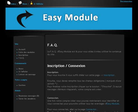 Easy Module Un site qui propose des modules à intégrer dans son site par Oly page 1